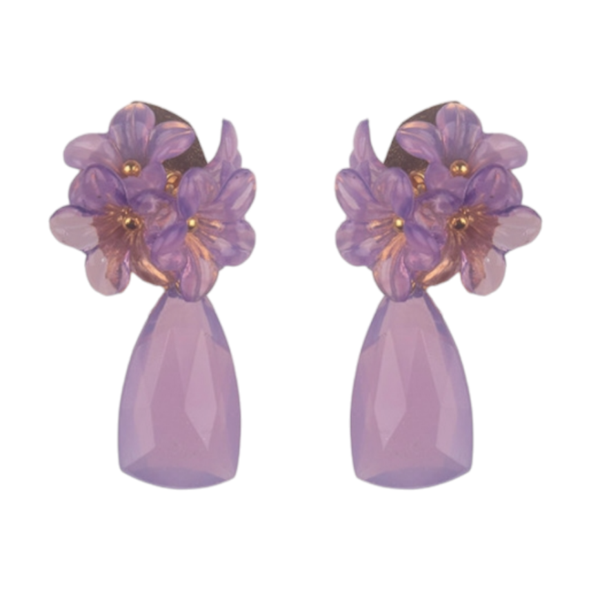 Purple Crystal Floral Teardrop Earring – Sansom Reed