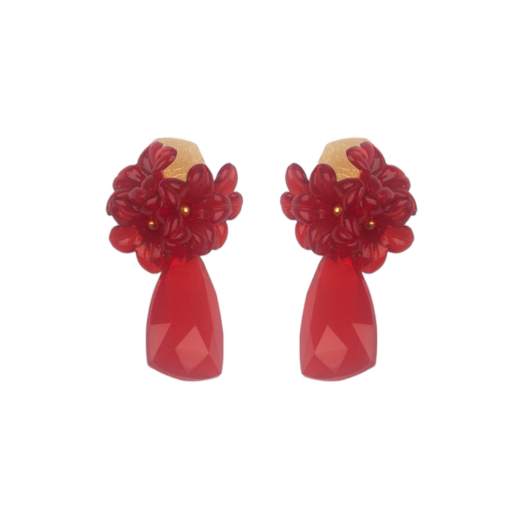 Red Crystal Floral Teardrop Earring – Sansom Reed