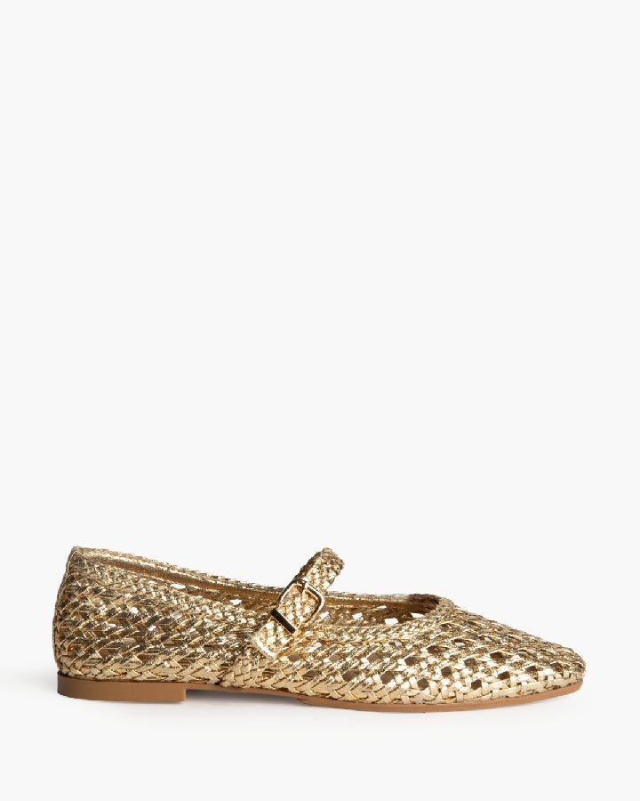 Corina Gold Braided Mary Jane Flats – Sansom Reed