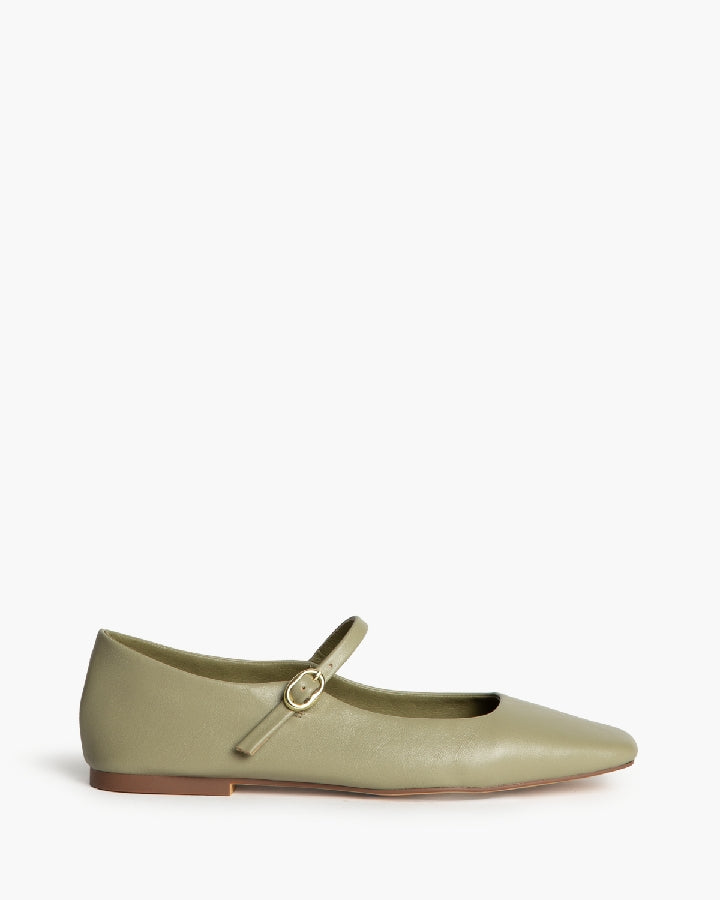 Corina Khaki Mary Jane Flats – Sansom Reed